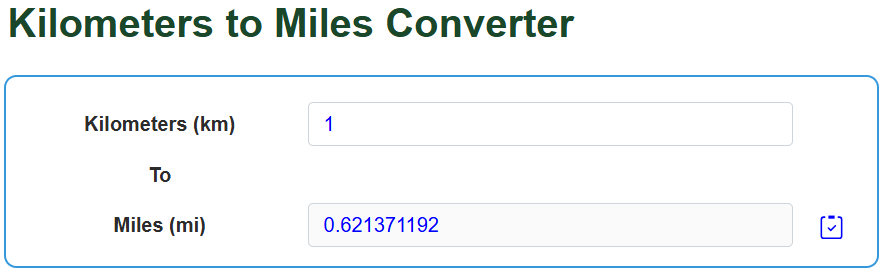 Kilometers to Miles Converter - UScalculator.com