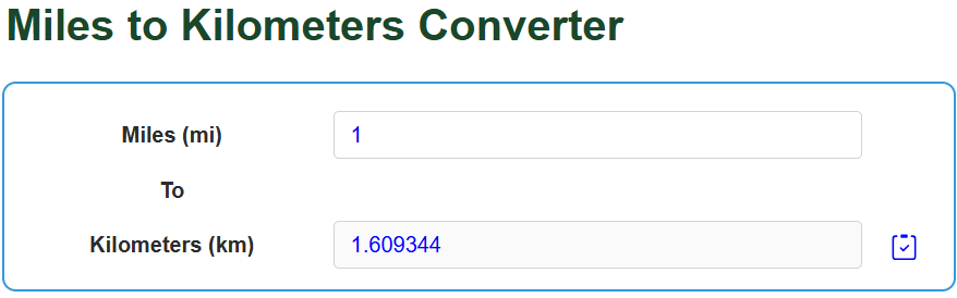 Miles to Kilometers Converter - UScalculator.com