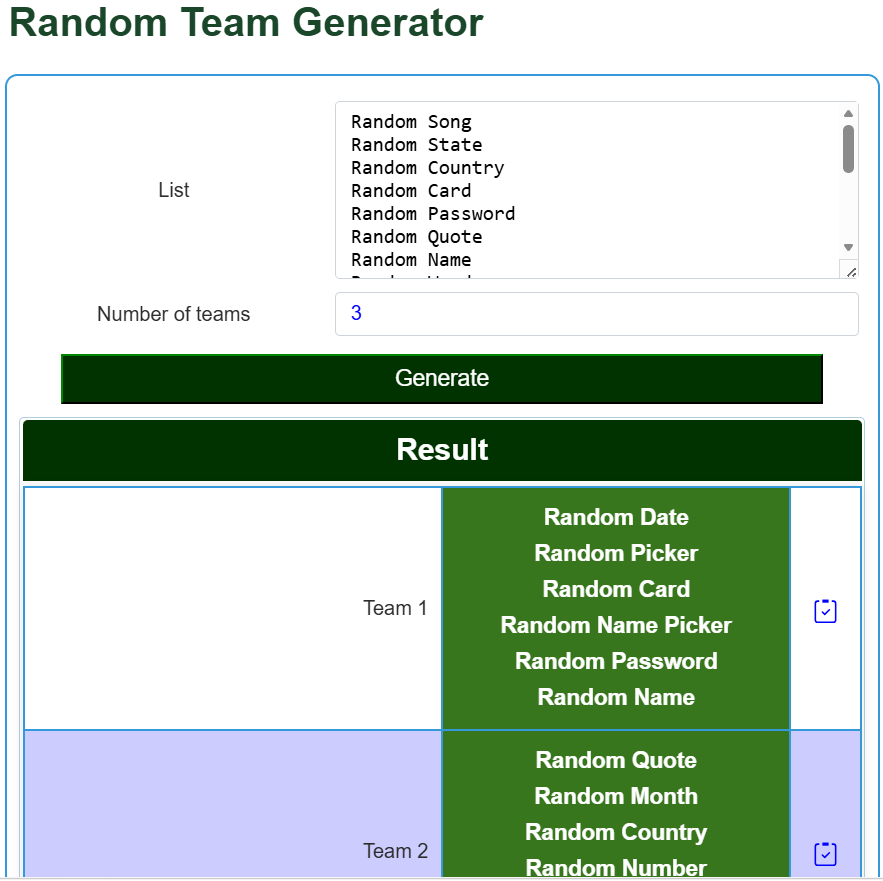Random Team Generator - UScalculator.com